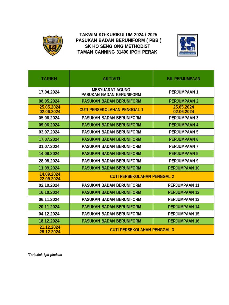 TAKWIM & PIKeBM PBB 2024 | PDF