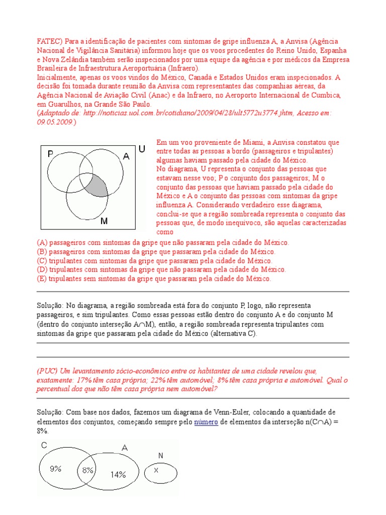 Exercicios Resolvidos Que Envolvem Conjuntos Equations Set