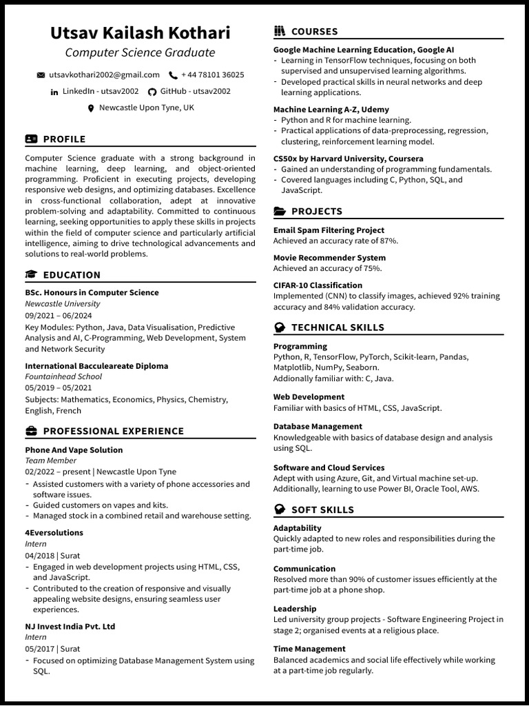 Utsav_Old_Resume | PDF | Machine Learning | Cognitive Science