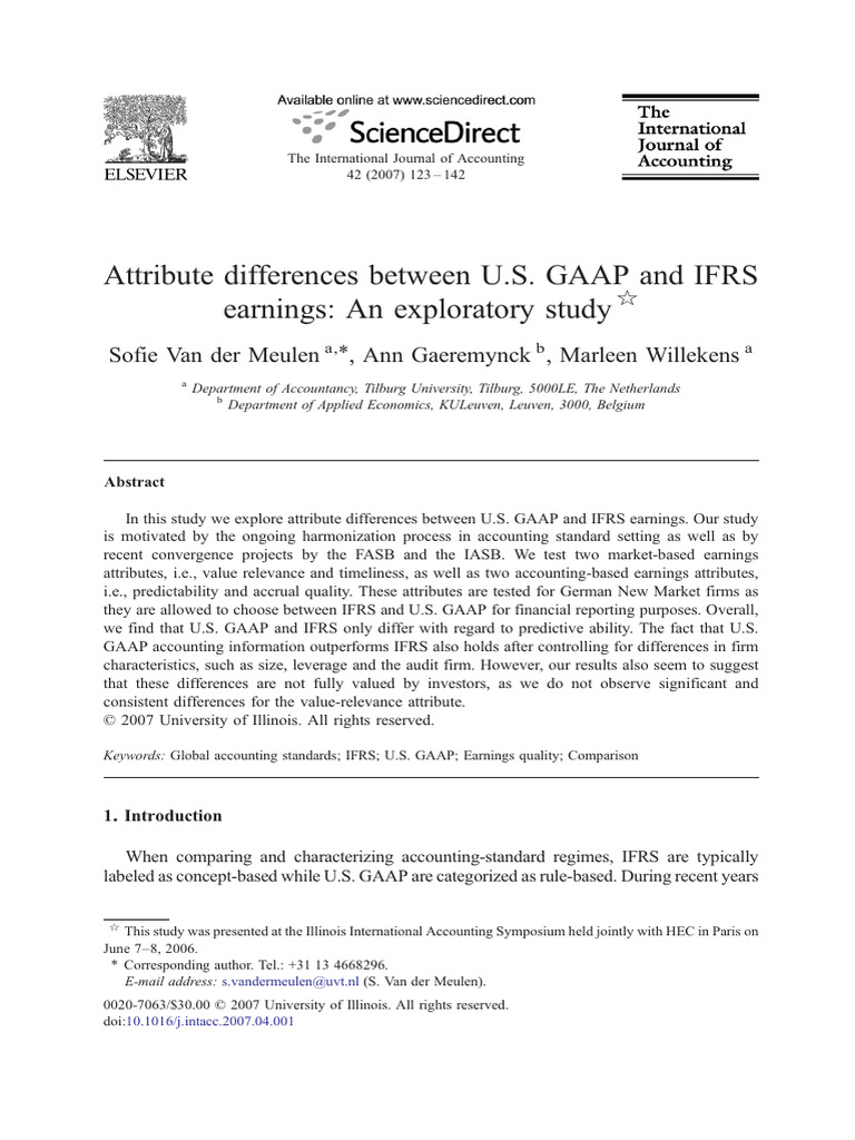 IFRS vs. U.S. GAAP: Earnings Analysis | PDF | International Financial ...