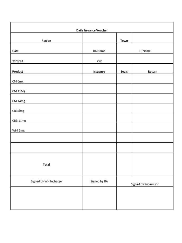 Daily Issuance Voucher | PDF