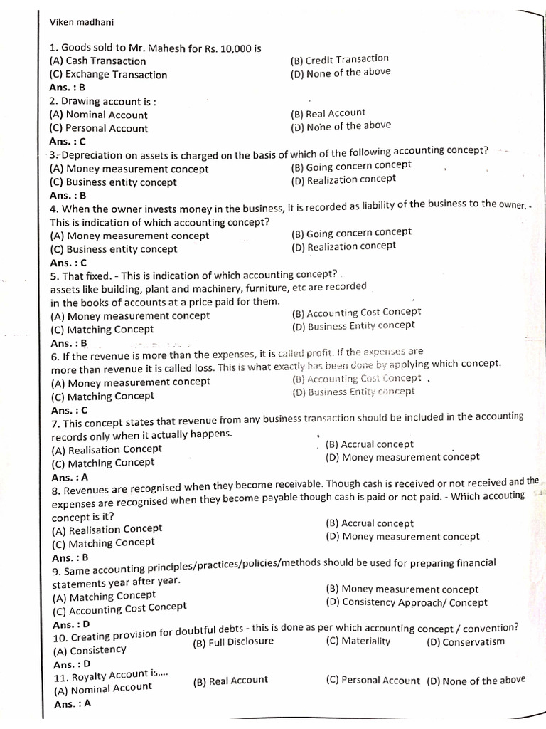 MCQ Account | PDF