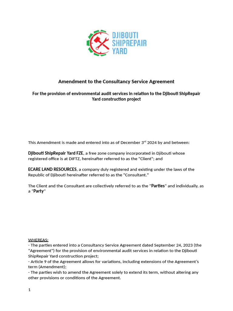 Amendment To The Consultancy Service Agreement | PDF