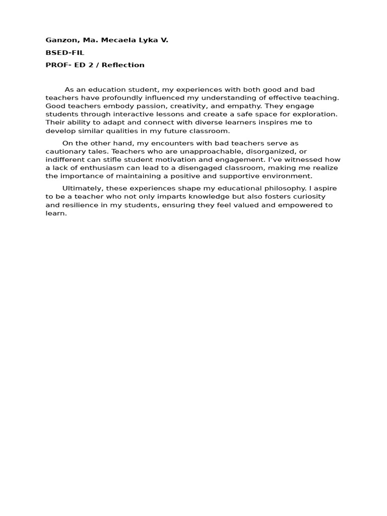 Reflection on Effective Teaching Experiences | PDF