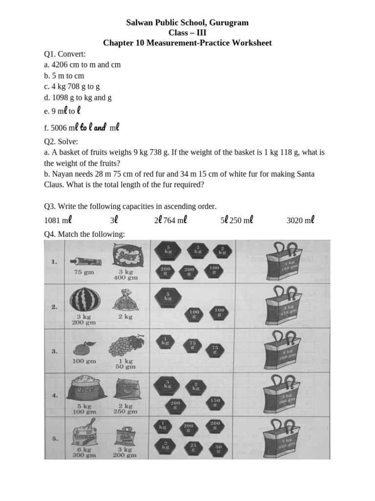 Measurement Practice Sheet | PDF