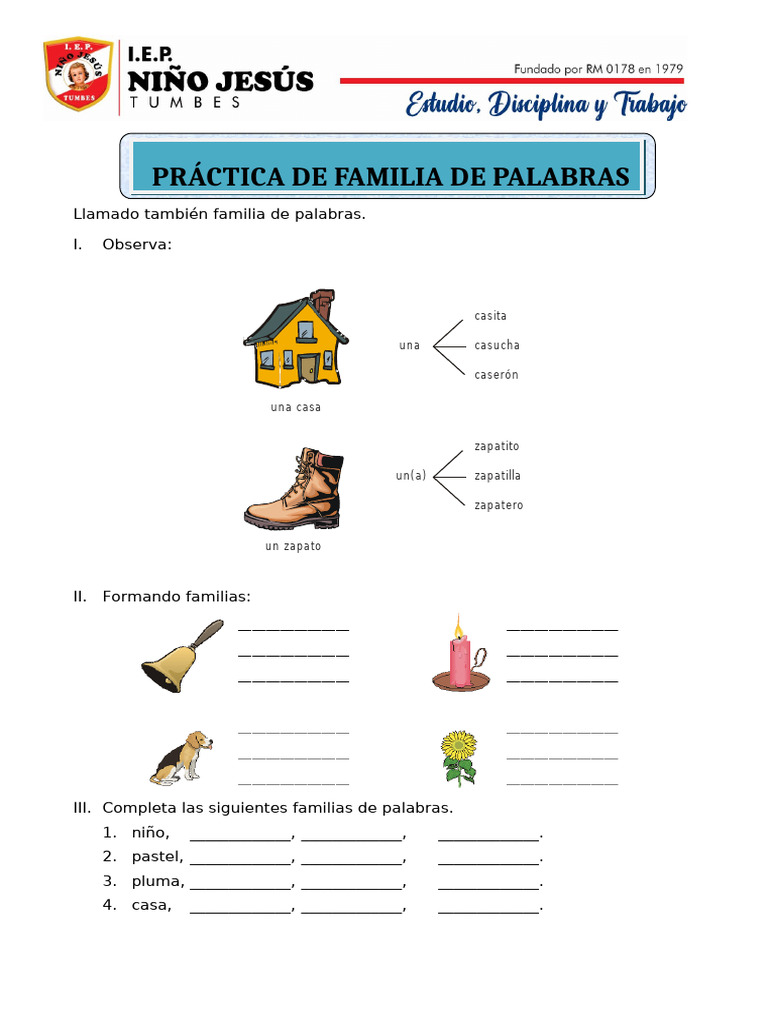 PRACTICA_DE_FAMILIAS_DE_PALABRAS | PDF