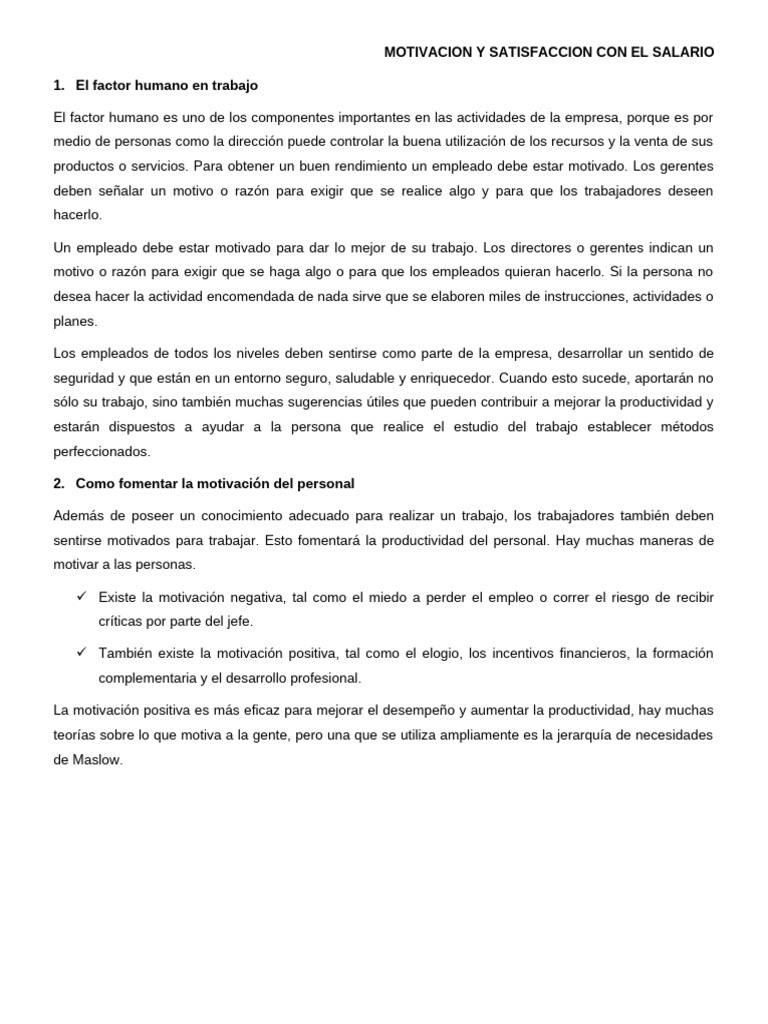 Tema N° 8 Motivacion y satisfaccion con el Salario | PDF | Salario | Salario mínimo