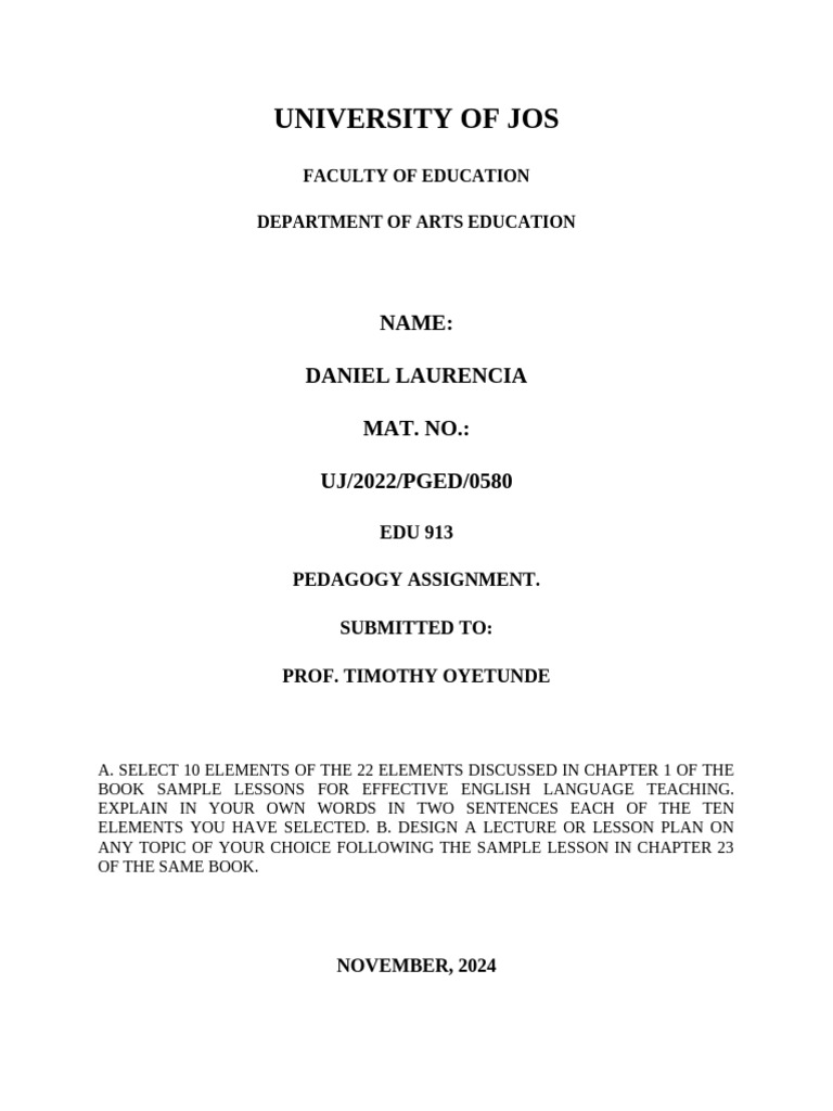 Pedagogy Comprehensive Assignment 1 | PDF | Part Of Speech | English Language