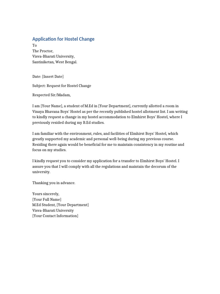 Hostel Change Request Form | PDF