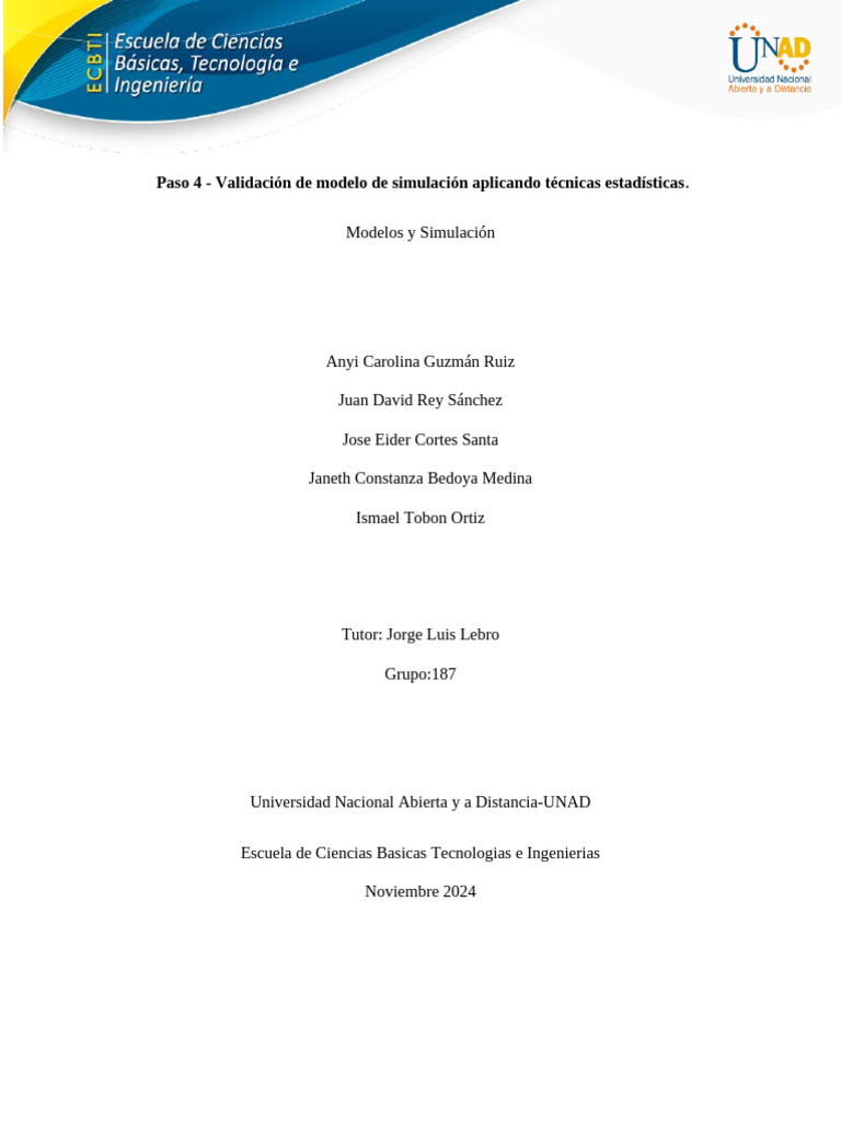 Paso 4 - Validación de Modelo de Simulación Aplicando Técnicas ...