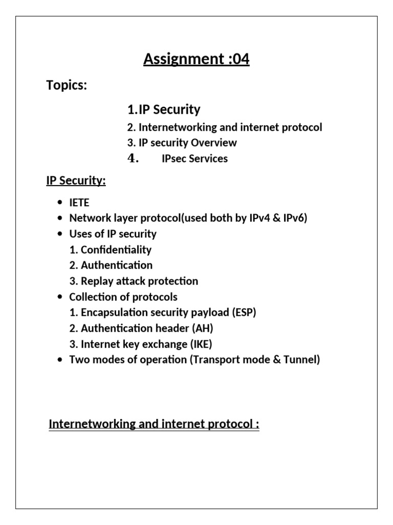 IP Security and Internetworking Overview | PDF