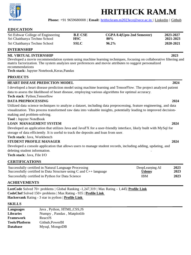 Keranloretta Resume (Final) | PDF | Machine Learning | Computing