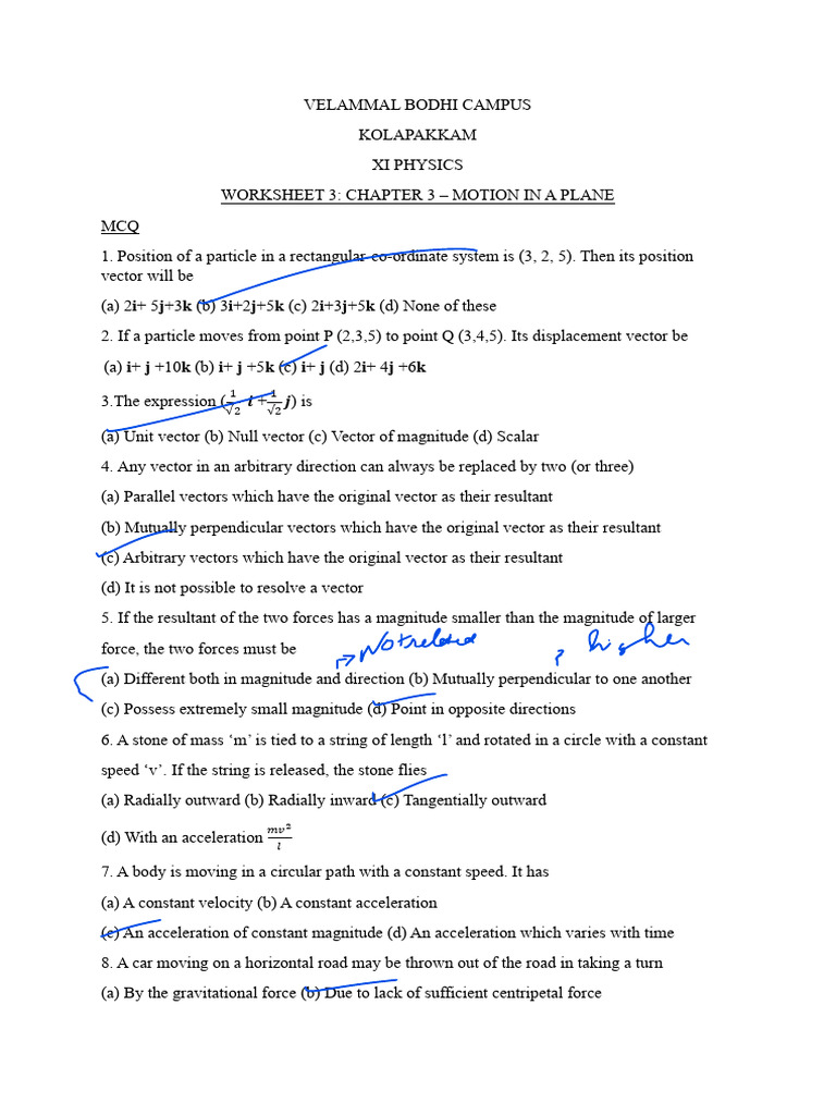 WORKSHEET kin | PDF | Acceleration | Velocity
