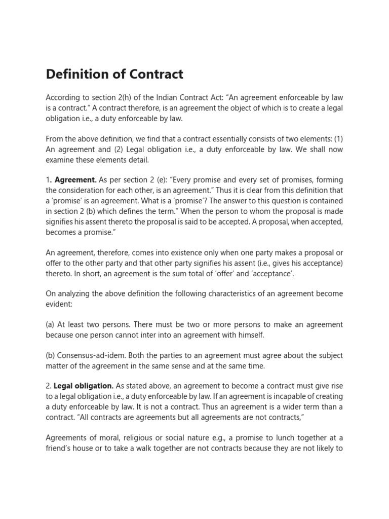 Definition of Contract | PDF | Consideration | Common Law