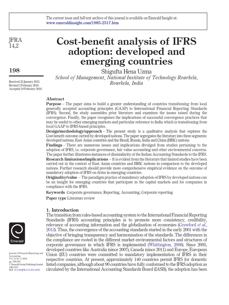 Cost-Benefit Analysis of IFRS Adoption: Developed and Emerging ...