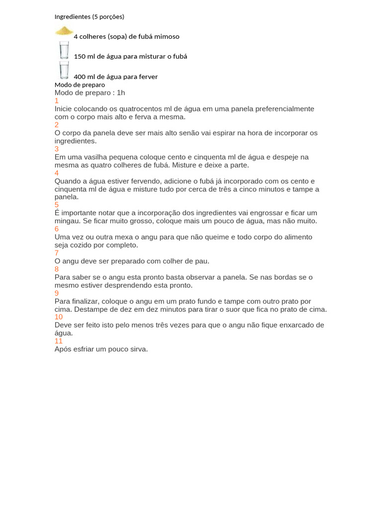 Angu à Mineira Tradicional | PDF