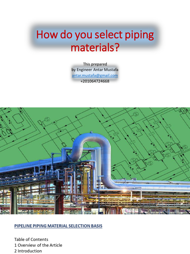 Piping Material Selection Guidelines | PDF | Corrosion | Stainless Steel