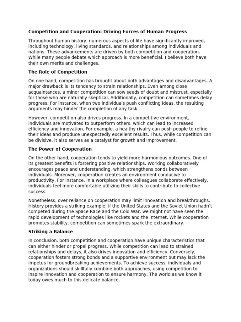 Competition vs. Cooperation in Progress | PDF | Innovation | Competition