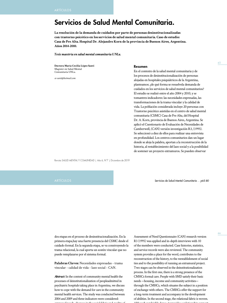 SMyC N7 5 Articulos4 | PDF | Trastorno mental | Salud mental