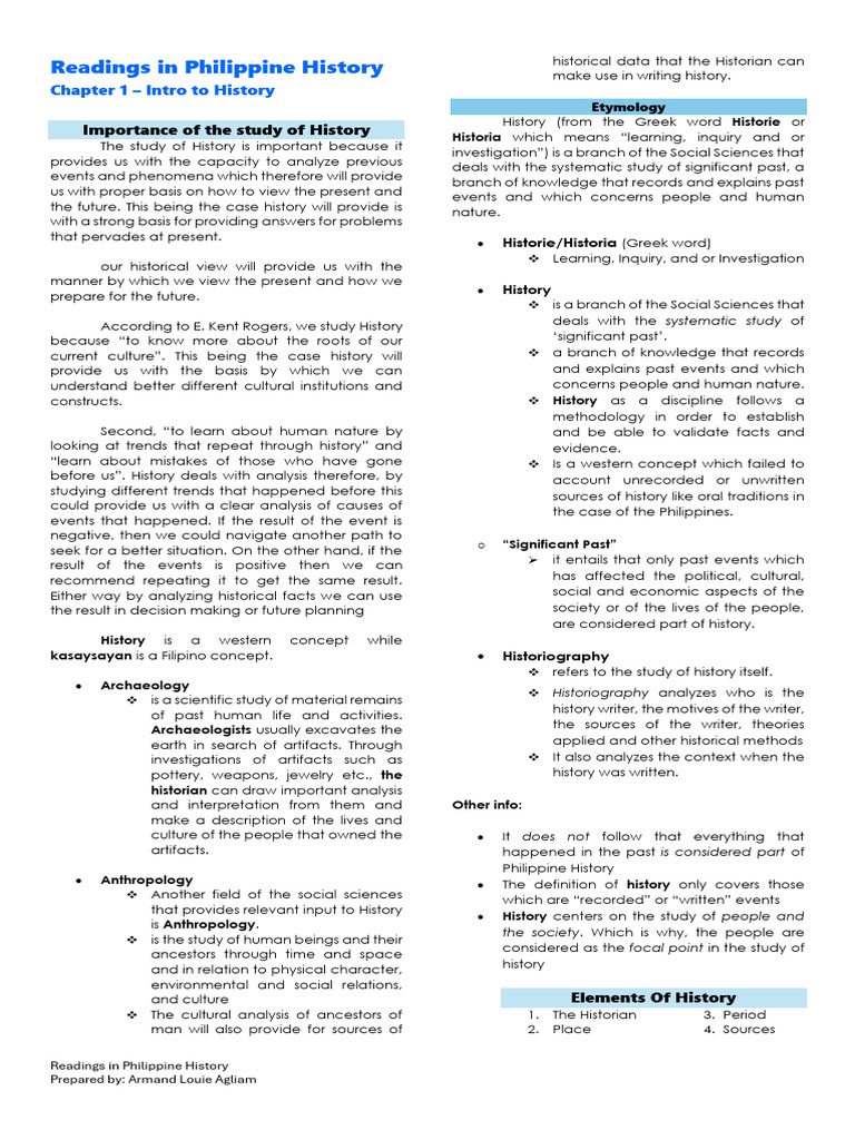 Readings in Philippine History Reviewer For Chap 1 5 | PDF | Liberal ...
