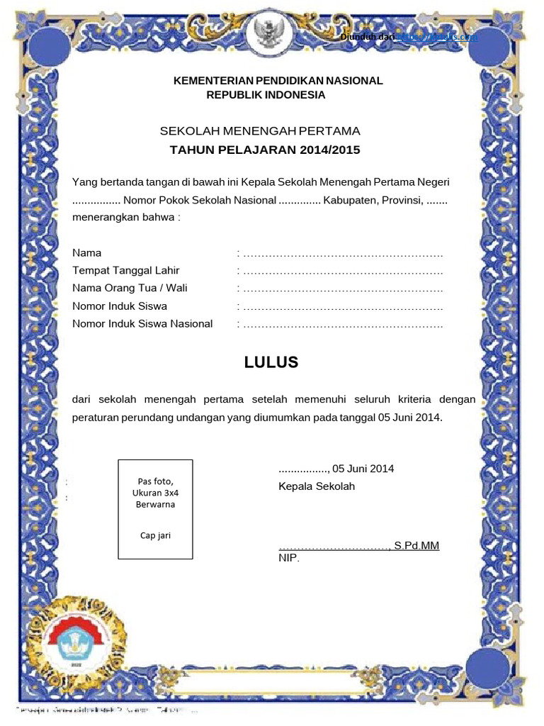 594758428-Format-Ijazah-SMP-docx (1) | PDF