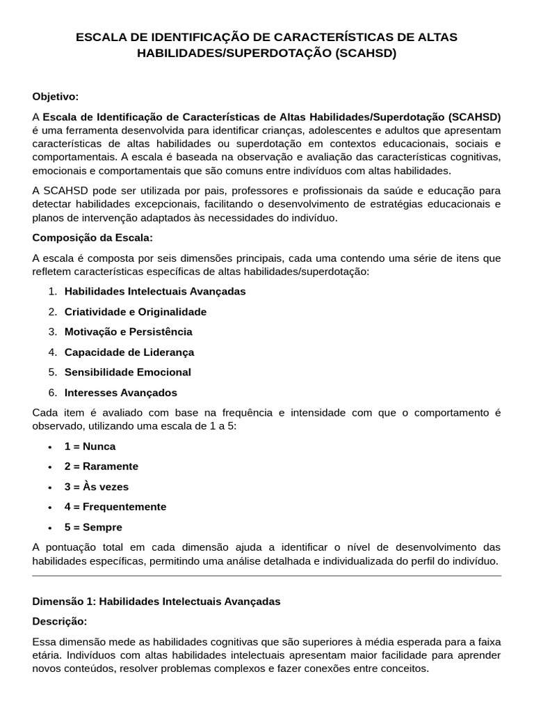 Escala de Identificação de Características de Altas Habilidades ...