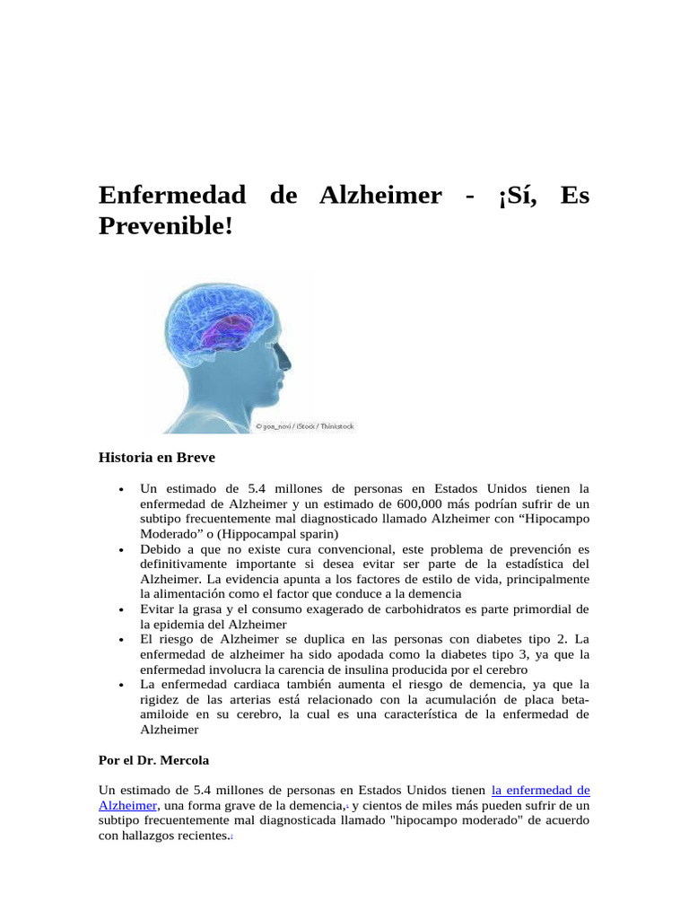 Enfermedad de Alzheimer | PDF | Enfermedad de Alzheimer | Enfermedades ...