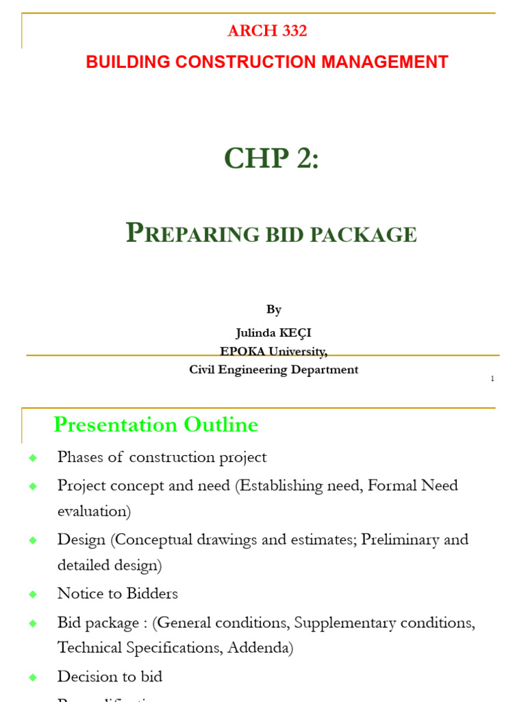ARCH 332 - 2 - Preparing The Bid Package | PDF | Surety | Specification (Technical Standard)