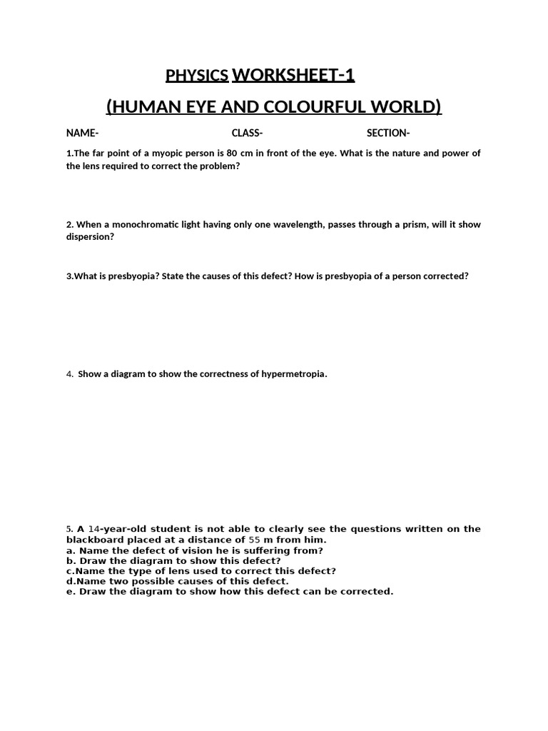 Physicsworksheet 1 | PDF