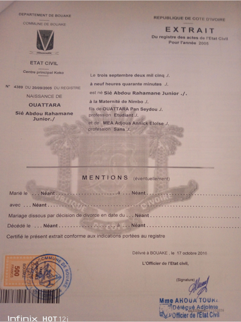 Extrait de Naissance en PDF | PDF