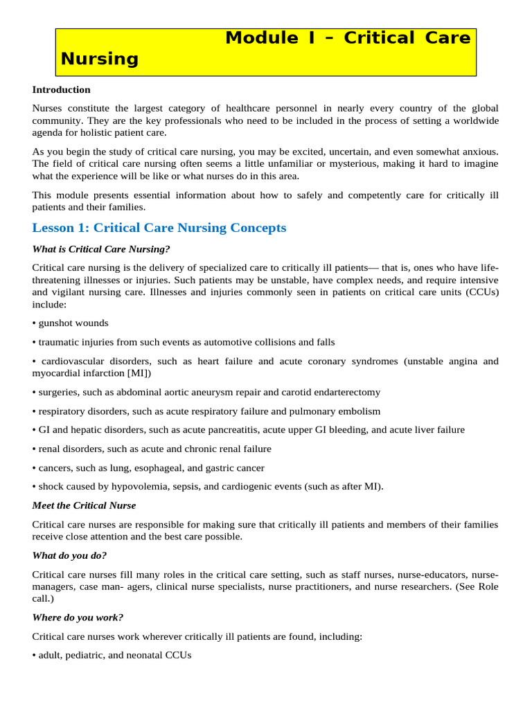 Module I NCM 118 | PDF | Diastole | Heart