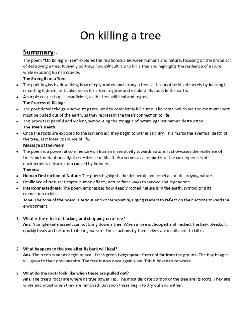 On killing a tree | PDF | Trees