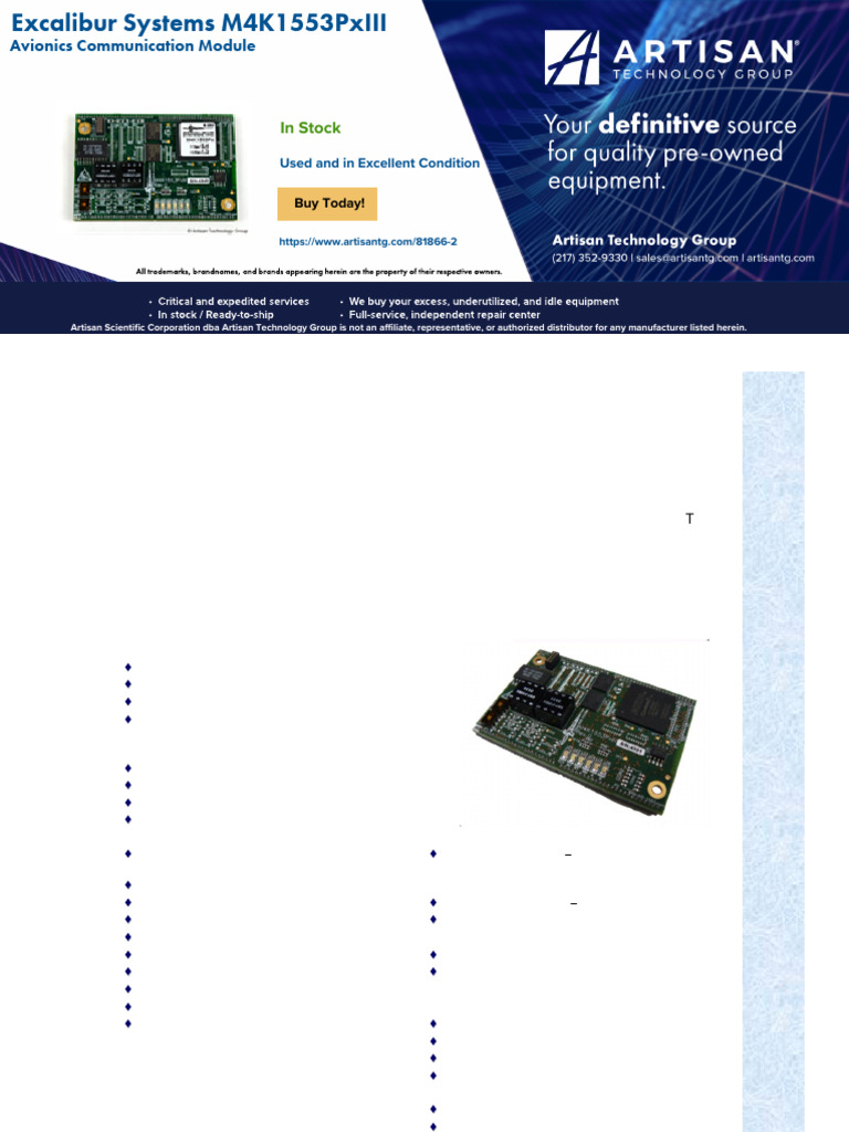 Excalibur M4K1553Px Datasheet | PDF | Data Transmission | Information ...