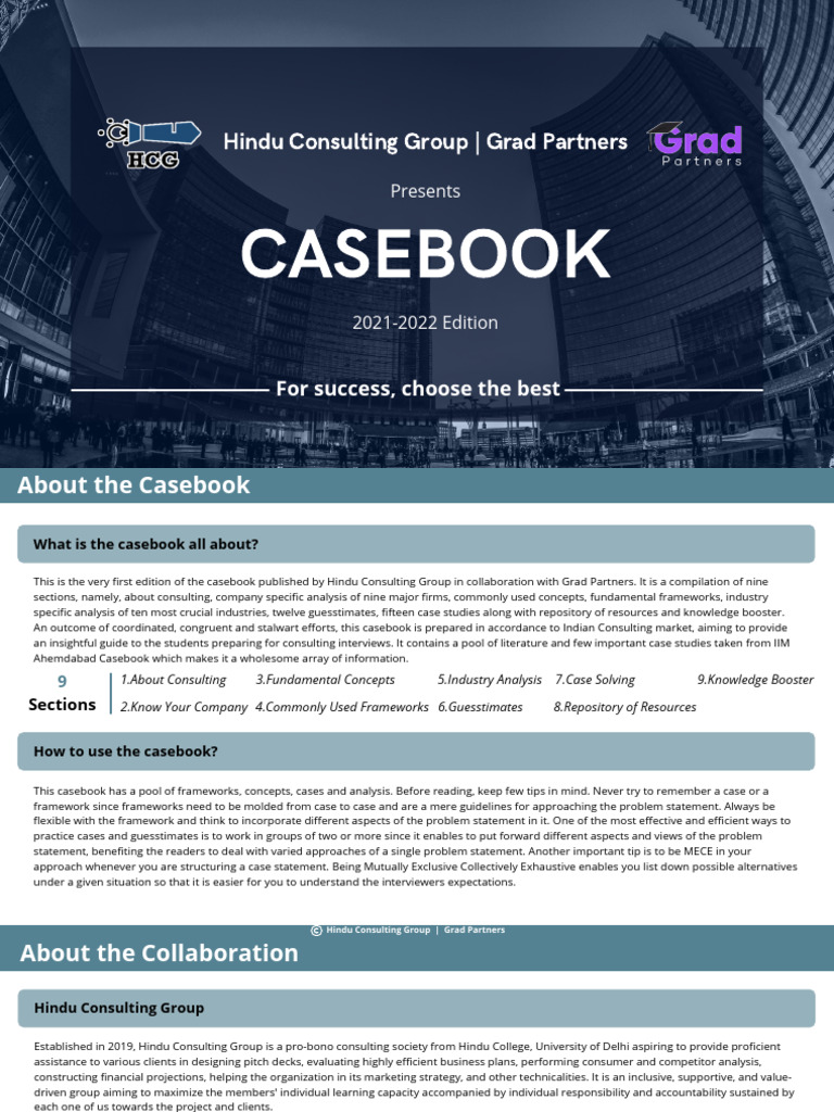 HCG xGrad Partners Casebook_2021-22 (1) | PDF | Consultant | Sustainability