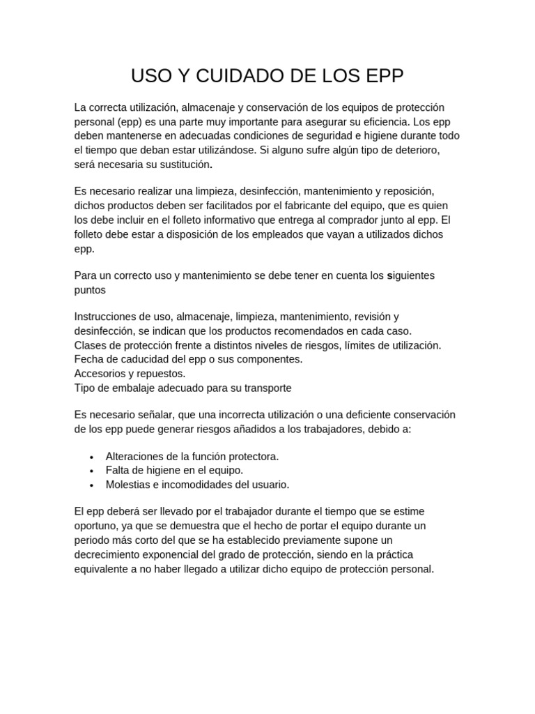 CUIDADO Y ESO DE LOS EPP | PDF
