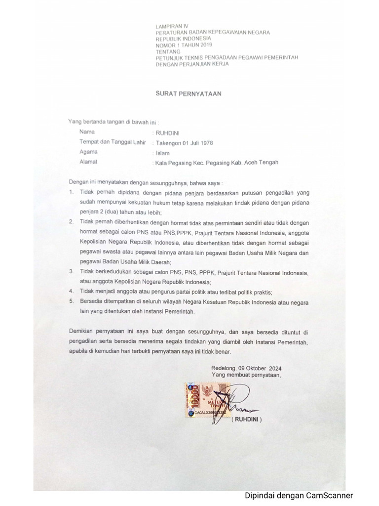 Pernyataan Dan sptjm-1 | PDF