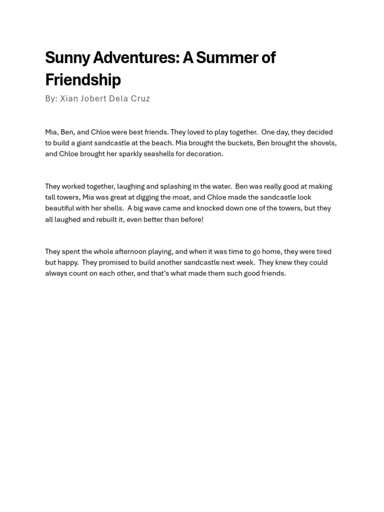 Sunny Adventures - A Summer of Friendship | PDF