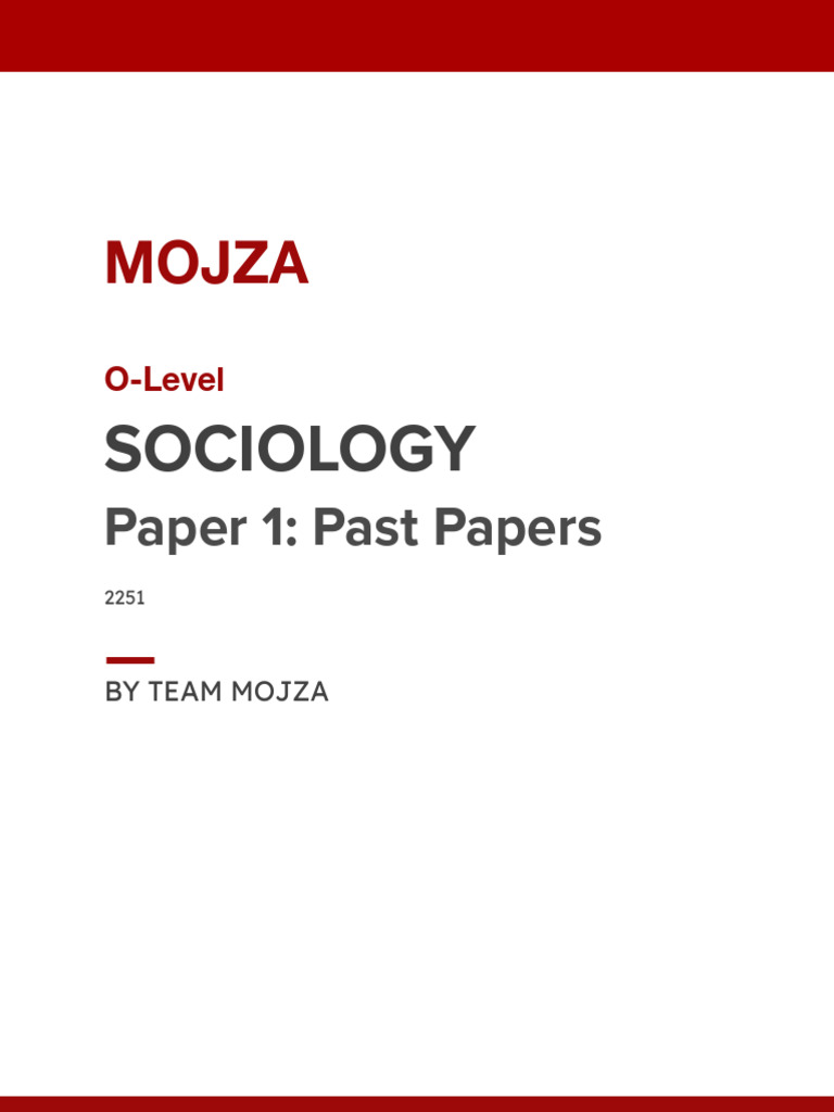O Level Sociology P1 Sol Past Papers | PDF | Sociology | Poverty