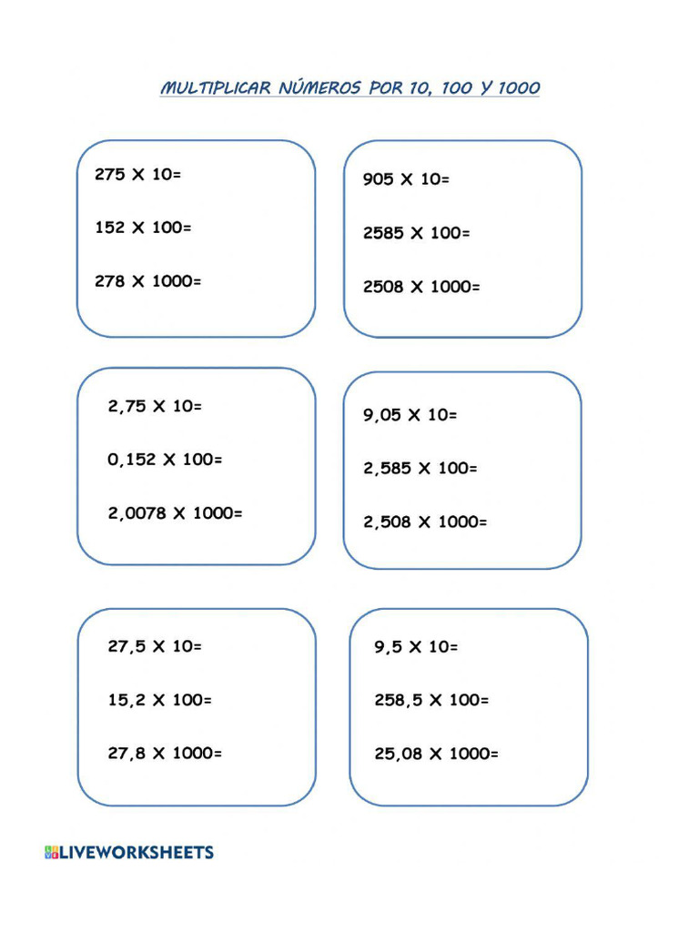 Multiplicación x10 x100 x1000 | PDF