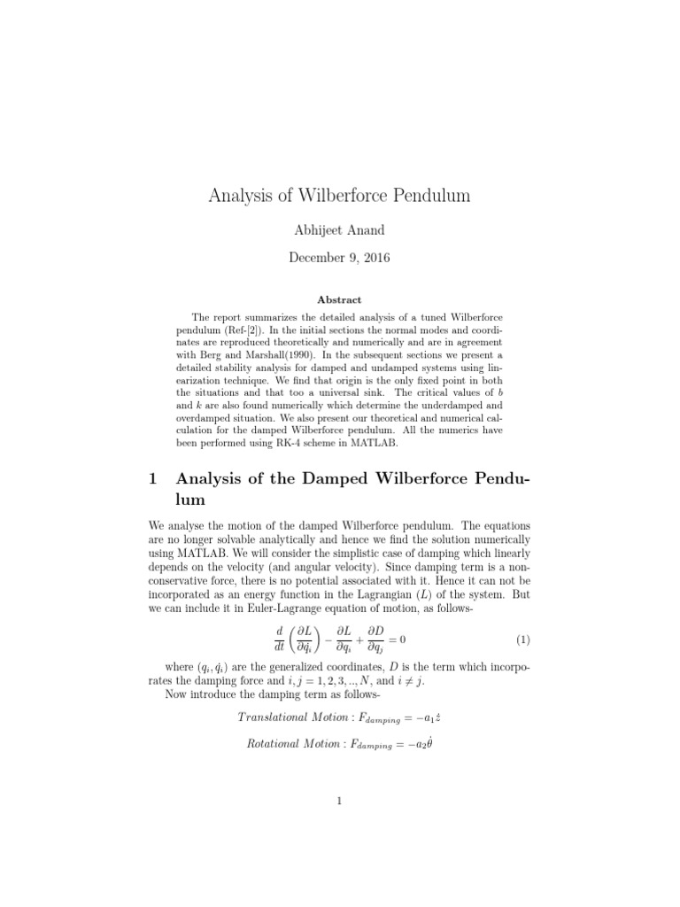 Wilberforce Pendulum | PDF | Eigenvalues And Eigenvectors | Damping