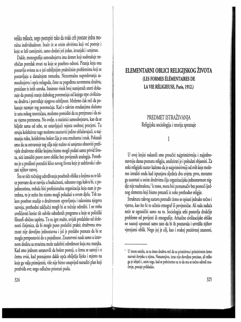 Durkheim_Elementarni_oblici_religijskog_zivota | PDF