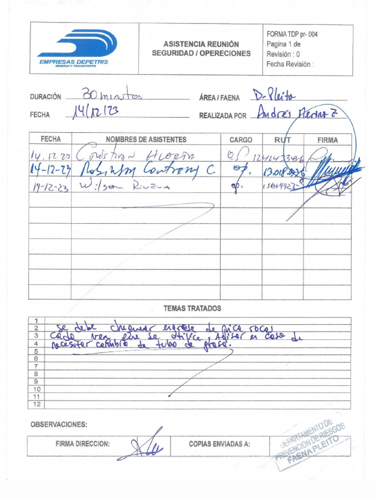 Check List Pica Roca Cada Vez Turno Andres Merino | PDF