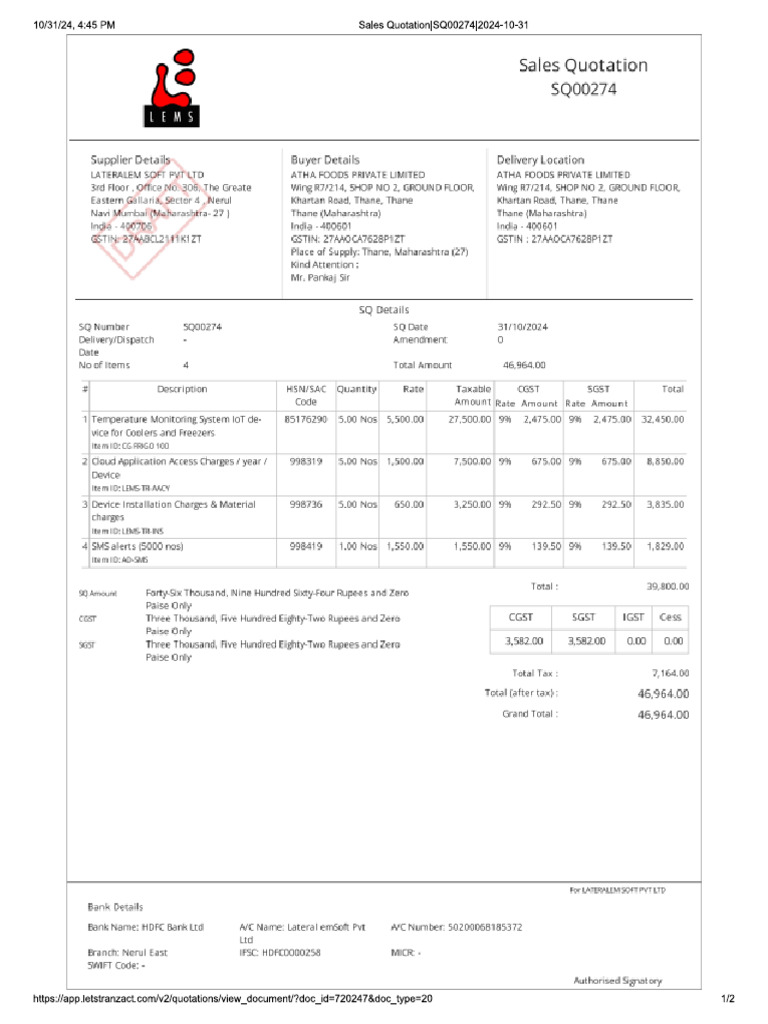 Quotation Atha | PDF