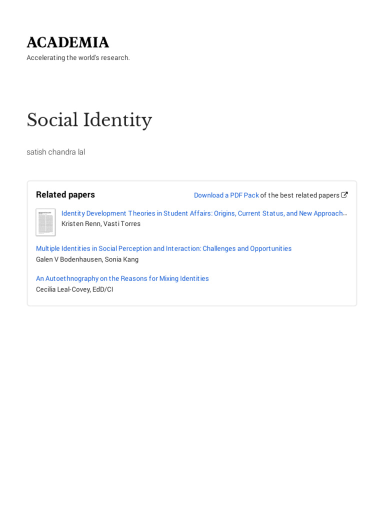 Social Identity | PDF | Identity (Social Science) | Gender