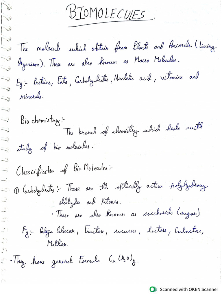 Ch-Biomolecules Class 12 | PDF