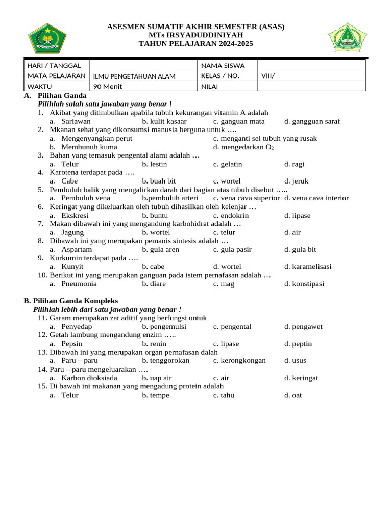 Asas 1 Ipa Viii | PDF