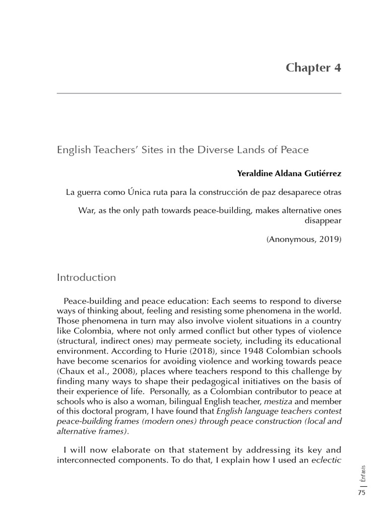 English Teachers and Peace-Building in Colombia | PDF | Peace | Feeling