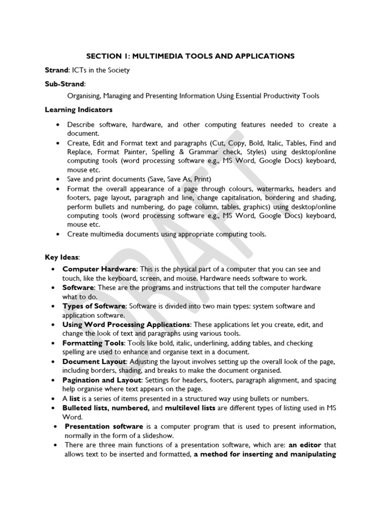 Ict - LM - Final Section 1 - WKS - 1-6 - 11.09.24 | PDF | Operating ...