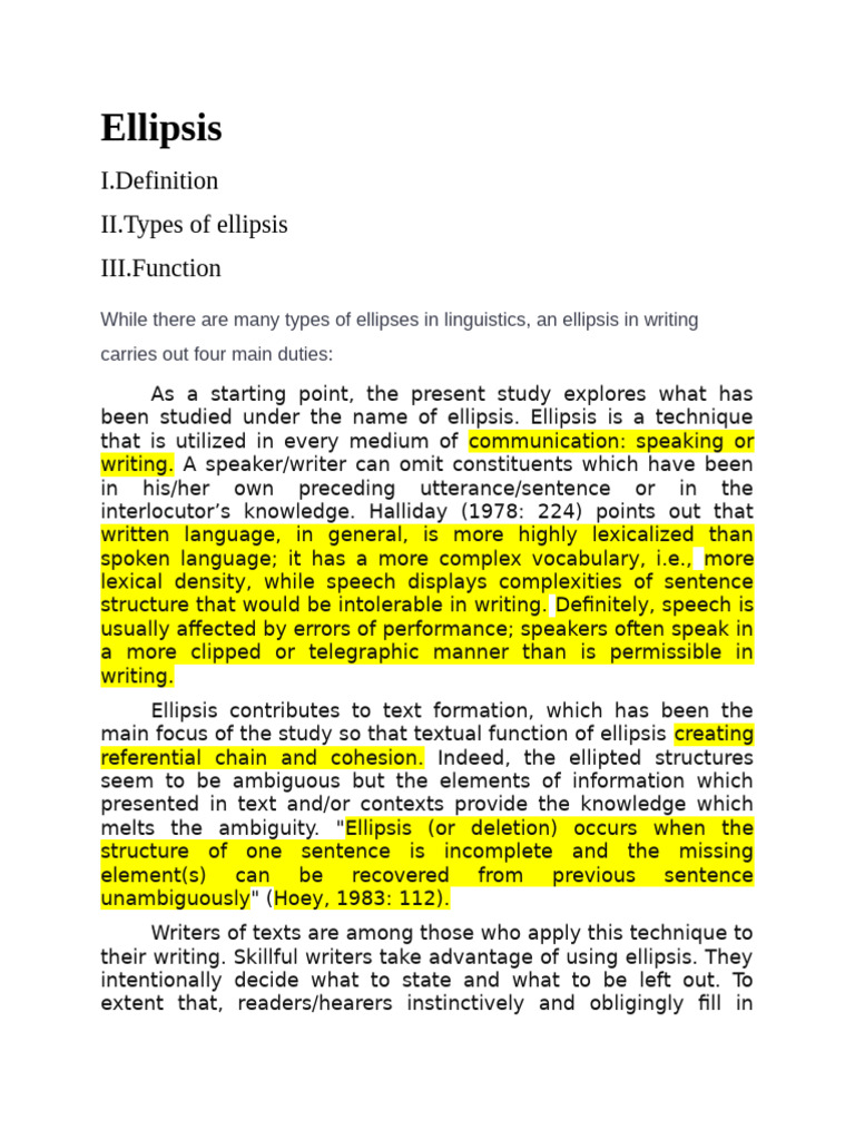 Ellipsis | PDF | Ellipsis | Grammar