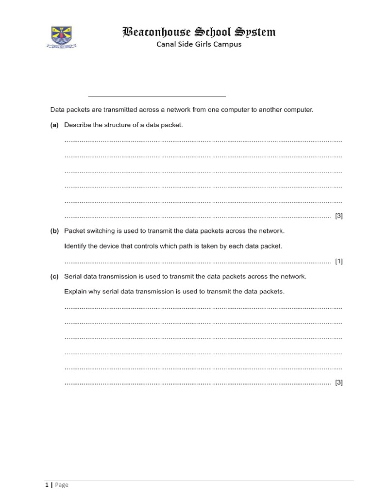 Worksheet No 6 - Factors Invloved in Data Transmission | PDF